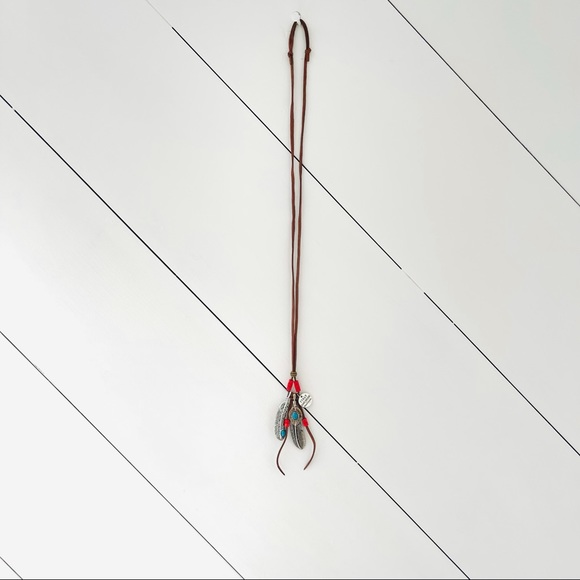 Pearl Hanger | Jewelry | Tribal Feather Leather Necklace Western Boho 8 ...